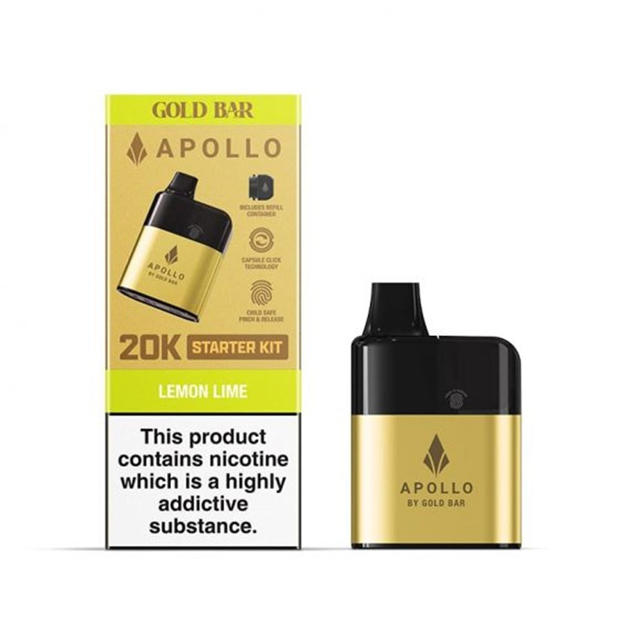 Gold Bar Apollo Lemon Lime Prefilled Pod Vape Kit - Case of 5